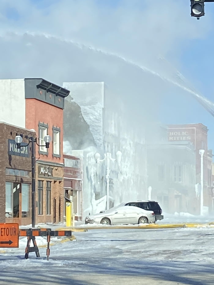 A building downtown caught on fire in -30° weather, so the firemen ...