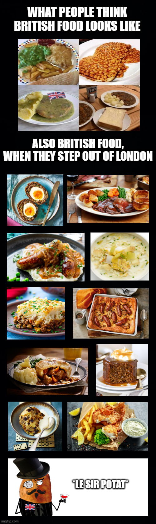 Glorified wartime food vs Traditional Bri'ish food - 9GAG