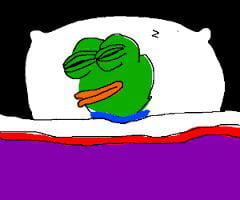 Shhh pepe is asleep don't wake him up. Keep on scrolling but be quiet ...