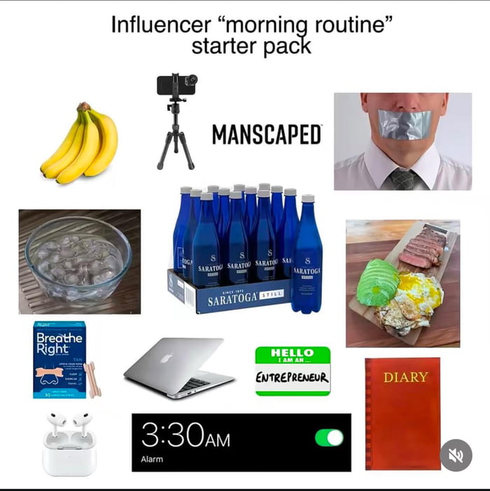 Influencer “morning routine” starter pack - 9GAG