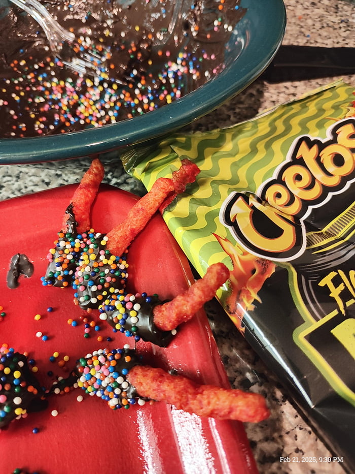 Chocolate covered pickle hot Cheetos - 9GAG