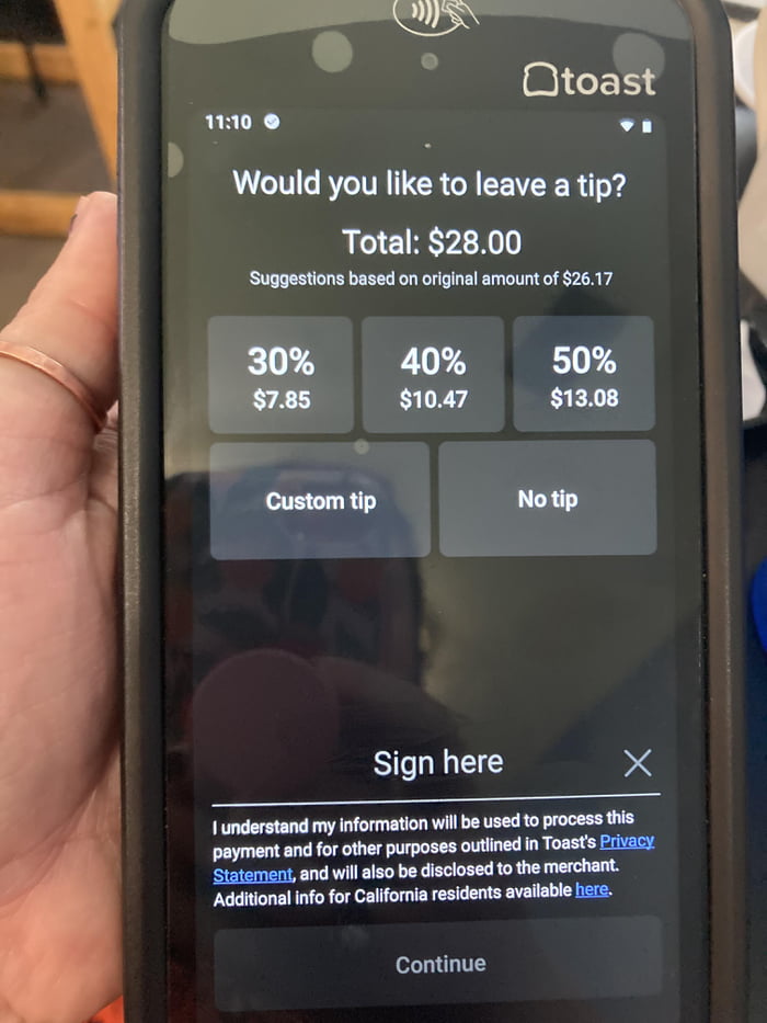 Tipping options START at 30%. They should be ashamed of themselves. - 9GAG