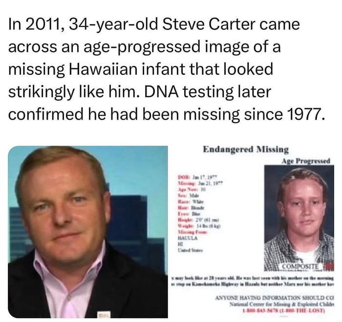 An incredible story of a missing child found decades later thanks to technology and a chance ...