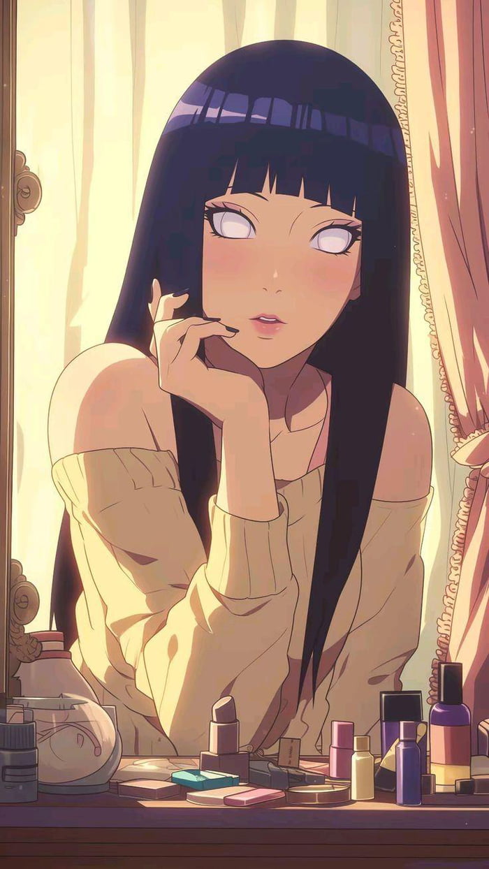 Hinata doing her makeup - 9GAG