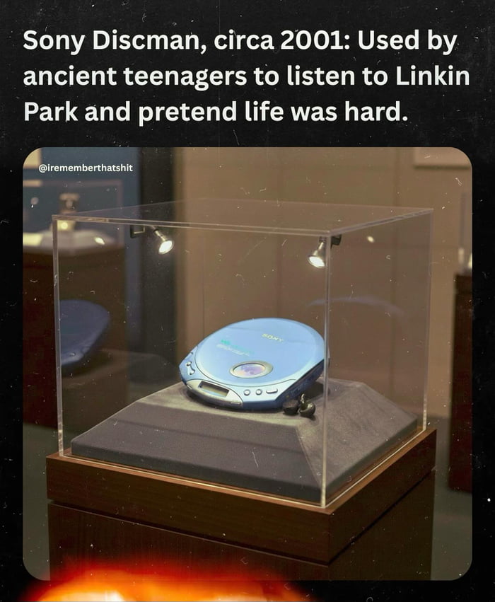 Ancient teenagers pretending life was hard with their portable CD ...