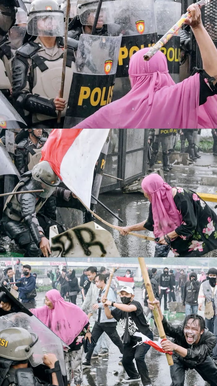 Courageous woman, rage against the police - 9GAG