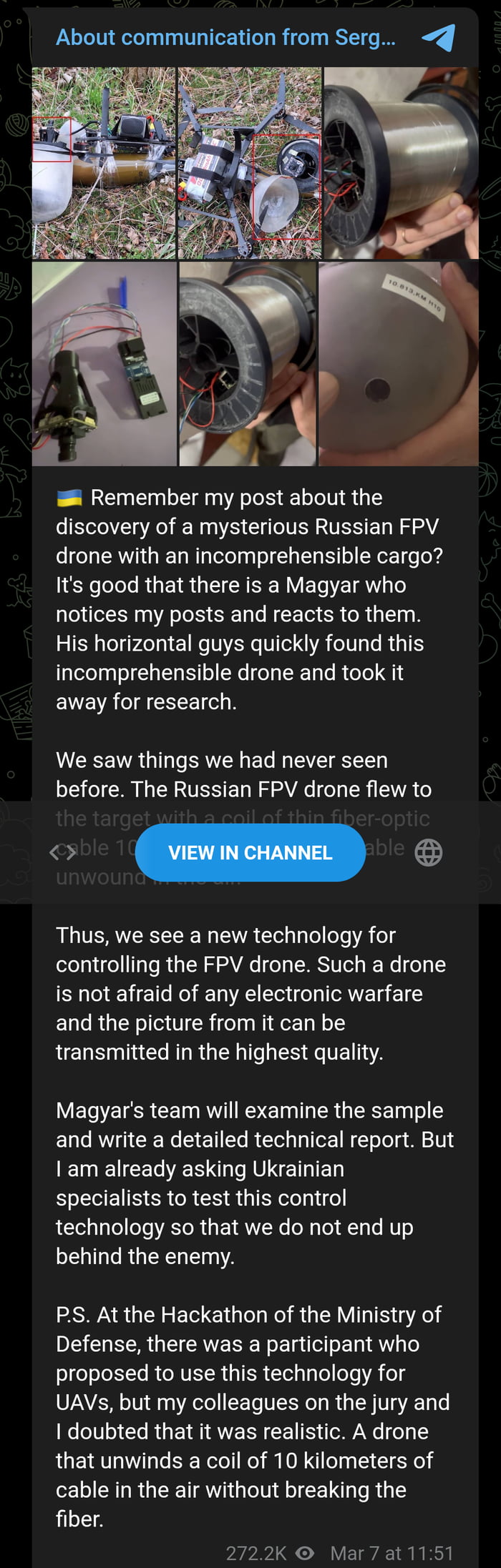 Russian tech unravelled; they use 10km long fiber optics to control their drones... - 9GAG