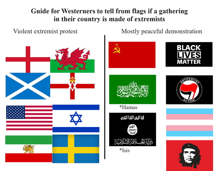Why is it so hard to spot a Western or Israeli flag in mostly peaceful demonstrations - 9GAG