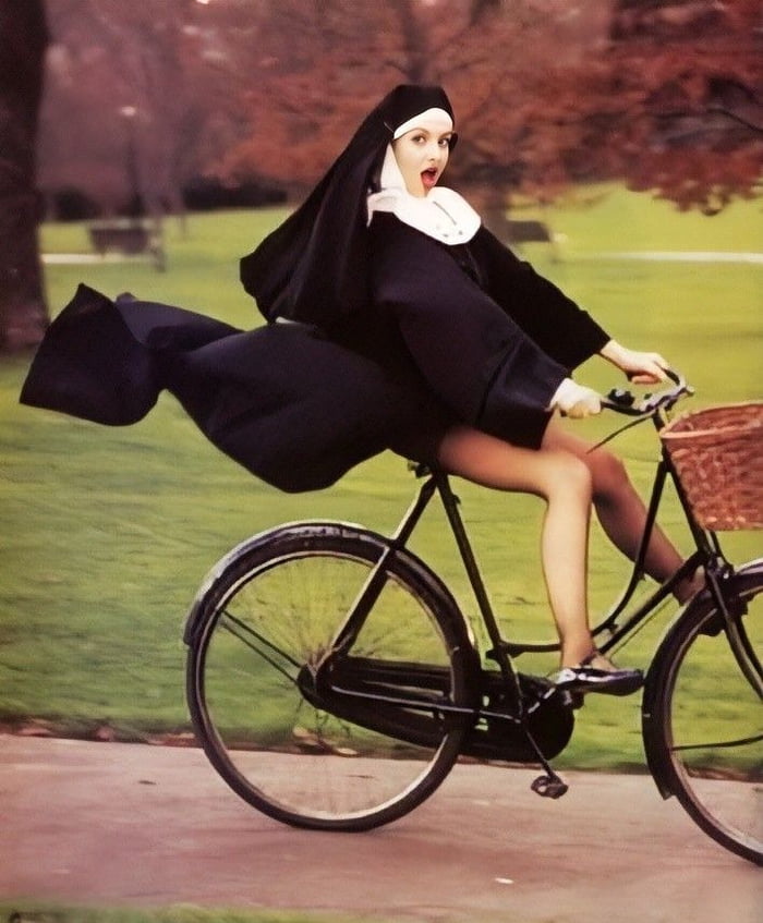 A nun riding a bike - 9GAG