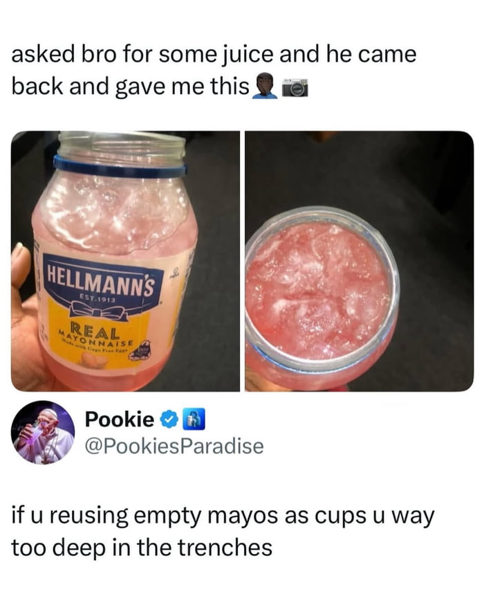 When you ask for juice and get served in a repurposed container. - 9GAG