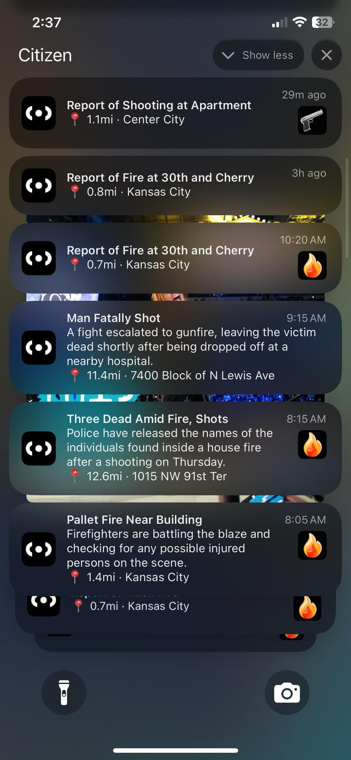 The Citizen alerts living in a (semi)major U.S. City in a single day ...