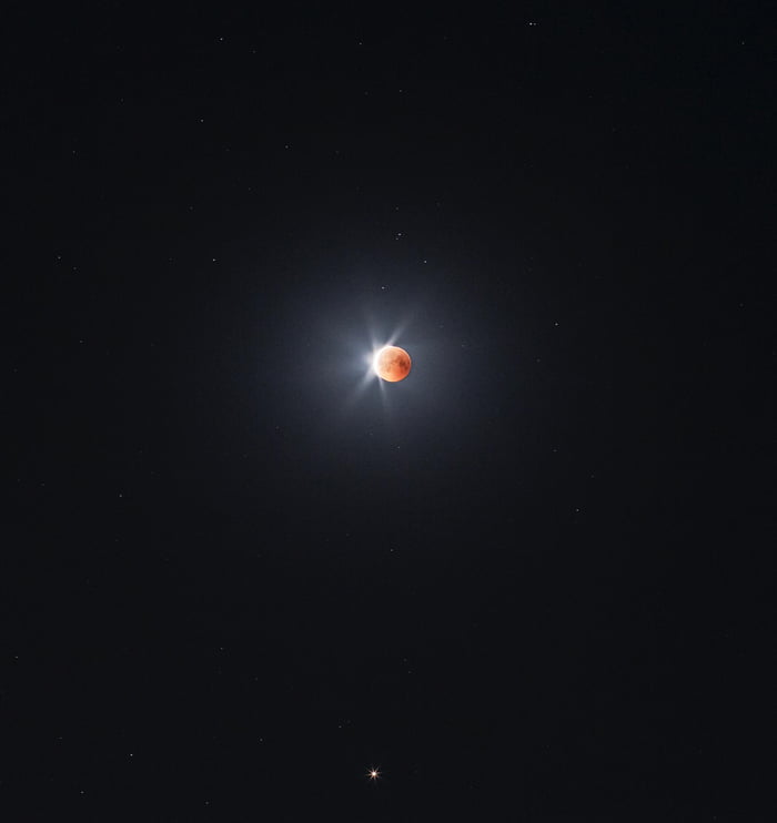 A rare conjunction between lunar eclipse and mars - 9GAG