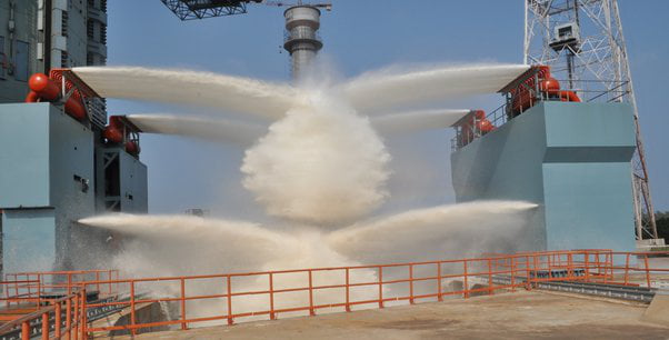 Sound Suppression system for US rocket launches. It dumps an equivalent ...