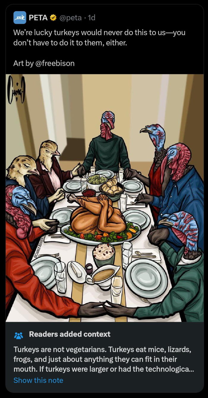 To put down people for eating turkey - 9GAG