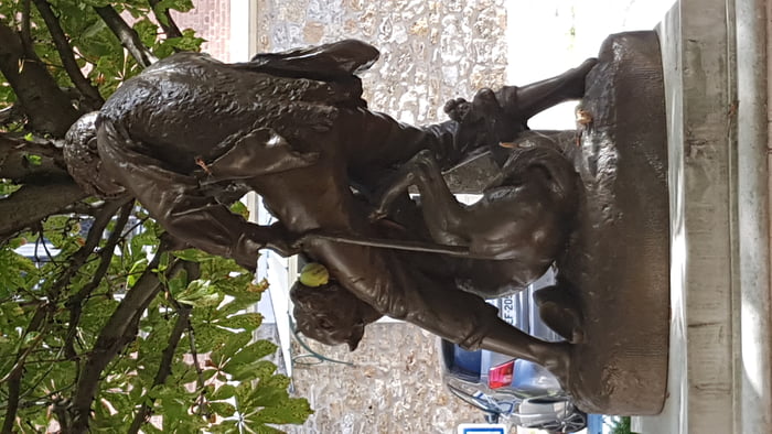 In pasteur institut their is a statue of Emile Roux fighting a rabies ...