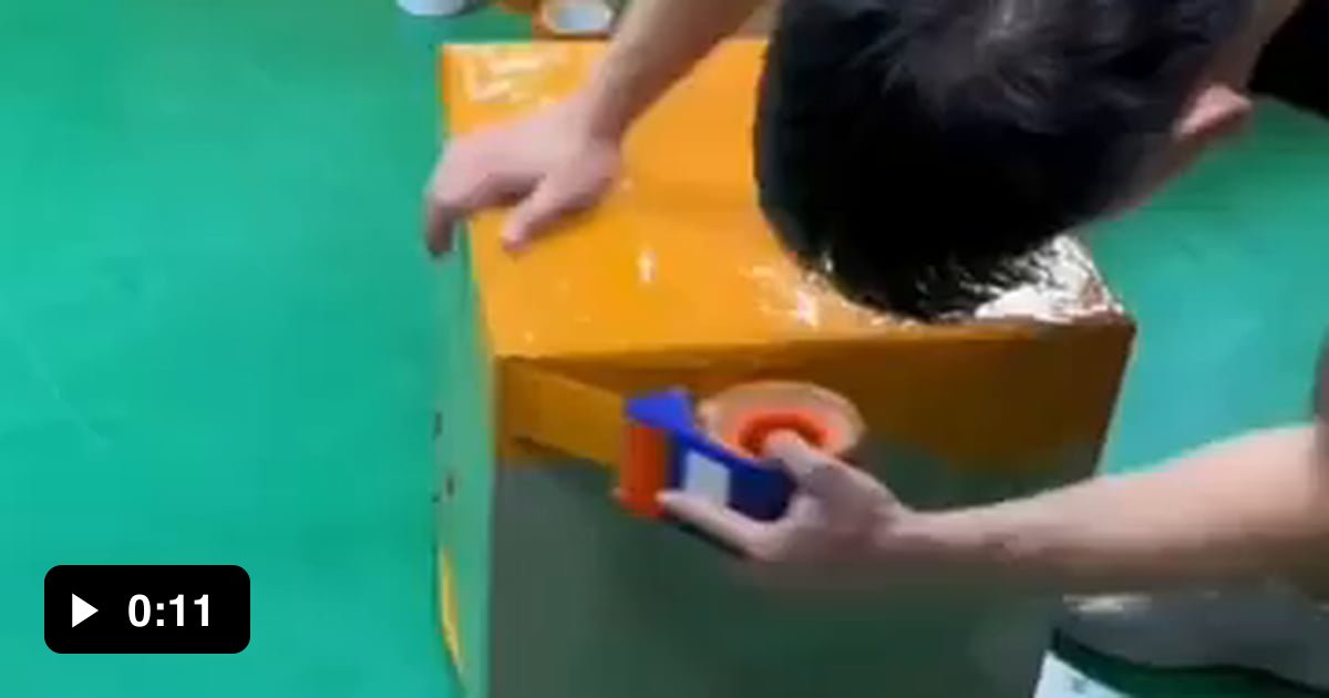 Wrapping a box in tape - 9GAG