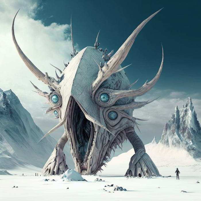 Sharing AI art from VN "Alien". Today's piece: "Mouth of the glacial ...