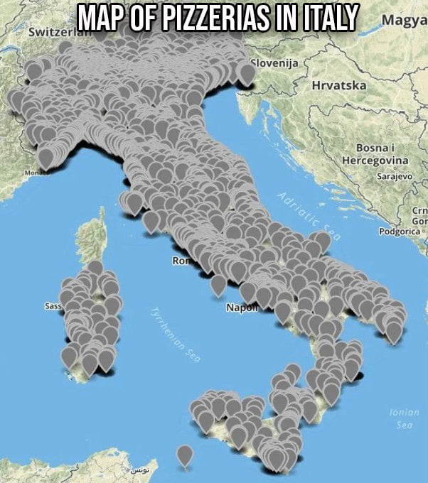 Map of Pizzerias in Italy - 9GAG