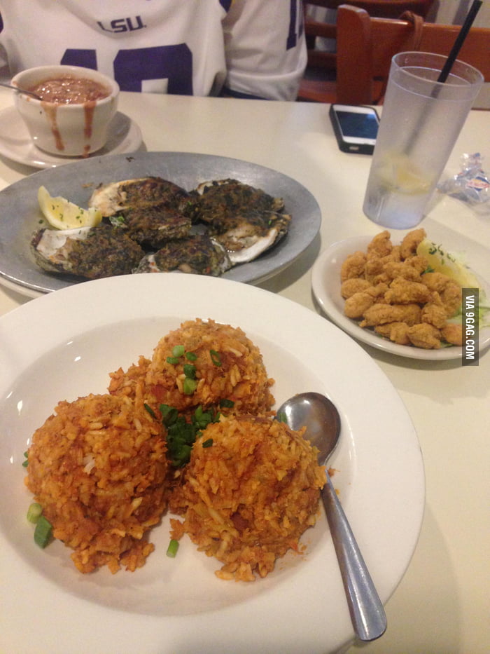 Cajun Jambalaya, Oyster Rockefeller and Deep Fried Crawfish Tails - 9GAG