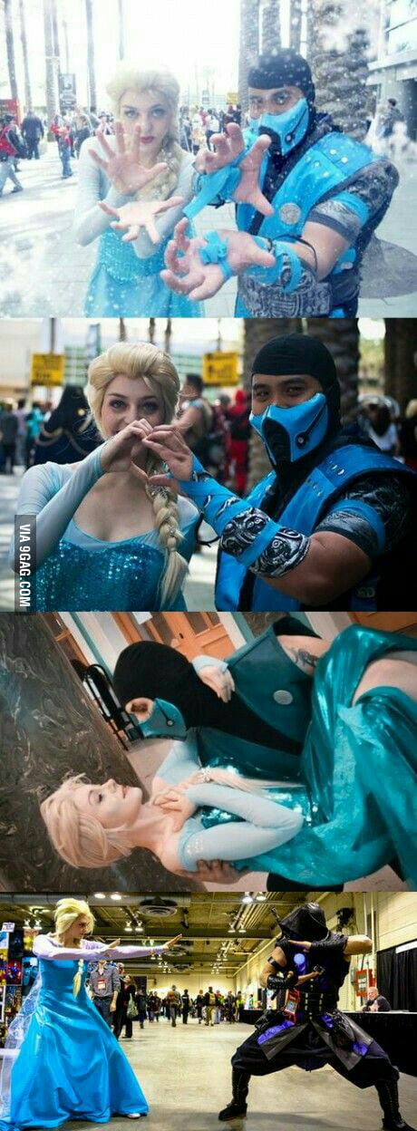 Asian Subzero and chick from that Frozen movie. - 9GAG