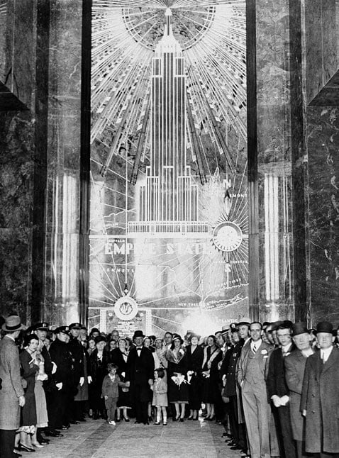 The dedication of the Empire State Building on May 1, 1931. A crowd of ...