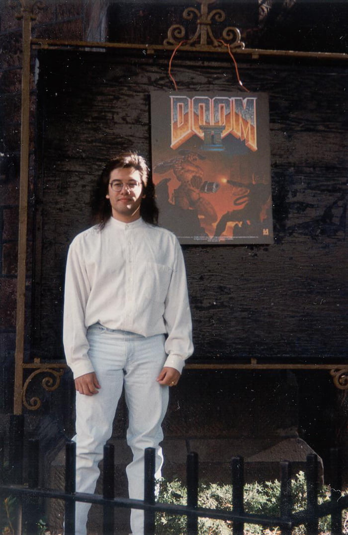 John romero celebrating the release of DOOM II on october 10, 1994 - 9GAG