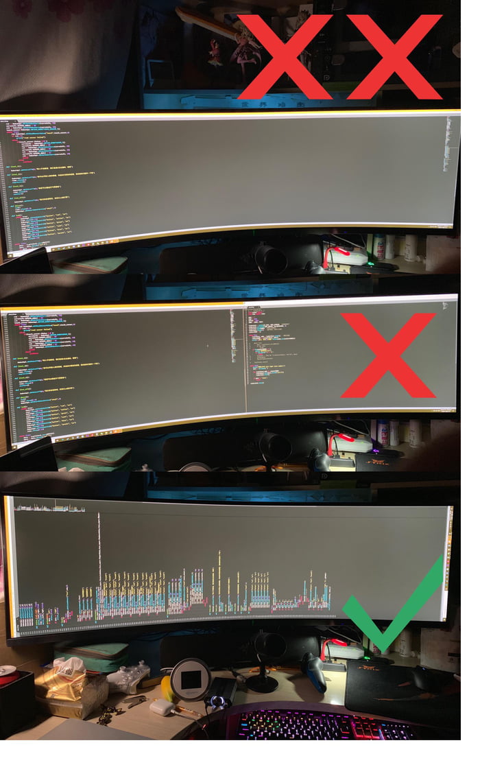 How to write long codes with a ultra-wide monitor correctly - 9GAG