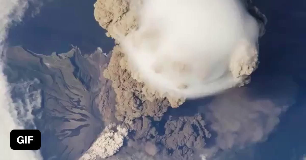 Volcano eruption from space as seen from the ISS - 9GAG