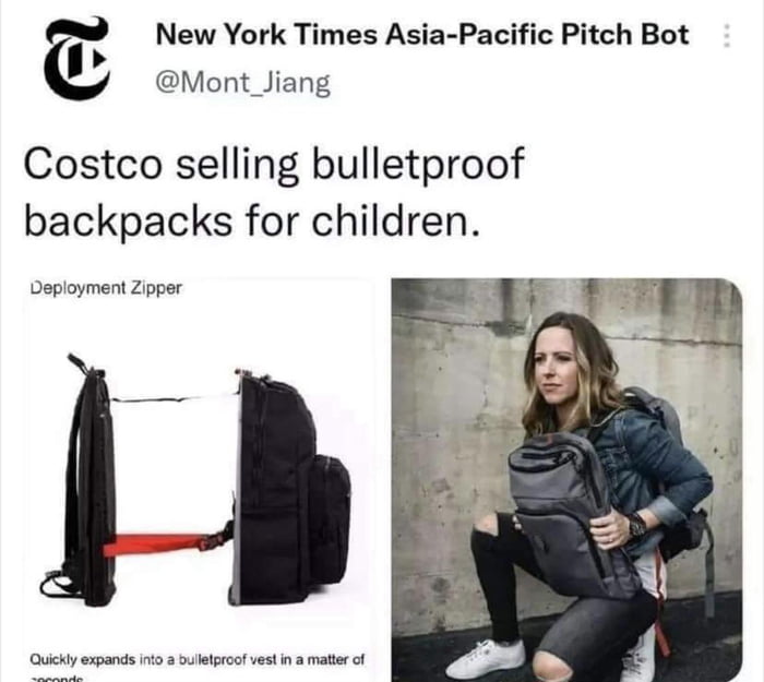 Bulletproof backpacks for children - 9GAG