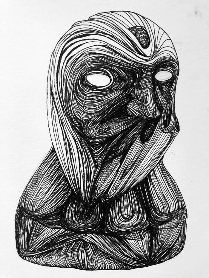 Today’s drawing. Pen on A4 paper - 9GAG