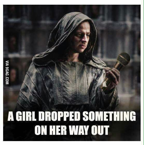 A girl dropped something. 👋🎤 - 9GAG