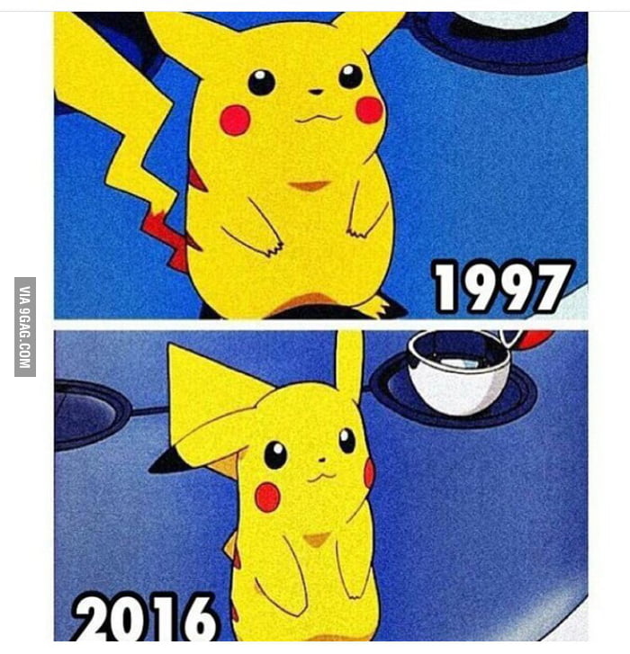 Pikachu losing weight since 1997 - 9GAG