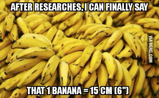 The average banana size is about 15 cm. *Flies Away* - 9GAG