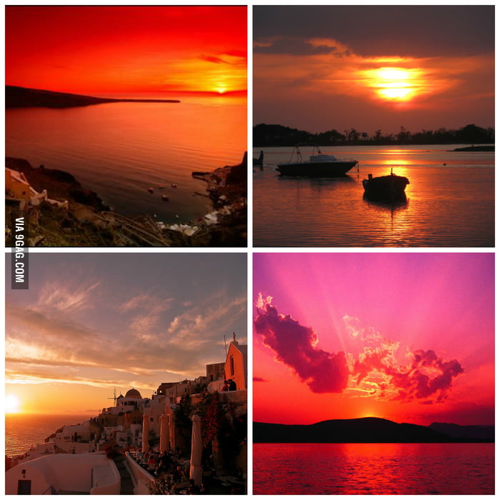 Some of the most beautiful sunsets of Santorini, Greece - 9GAG