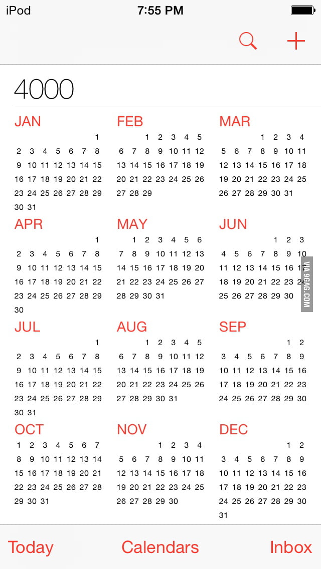 Got my ipod calendar to year 4000.... - 9GAG