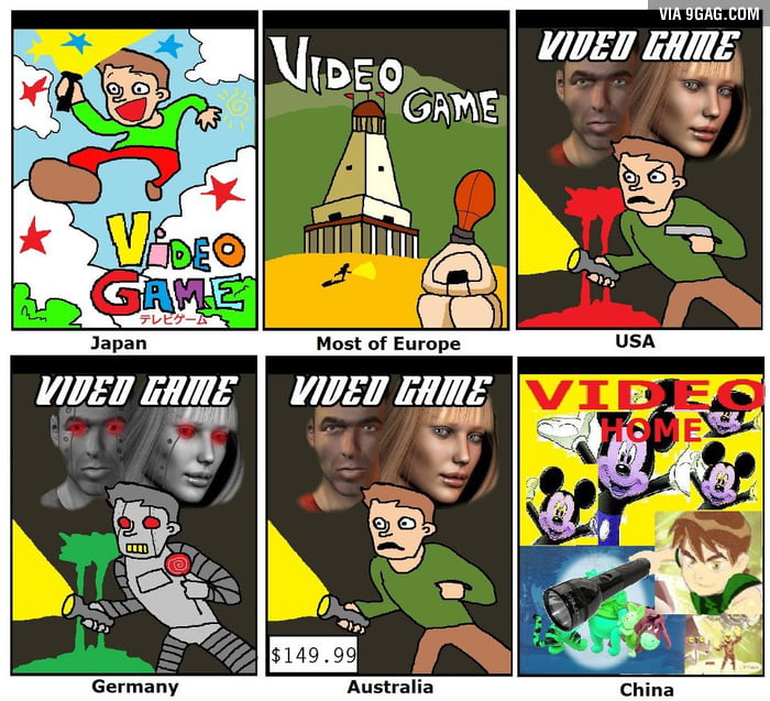 Stereotypical video game covers around the world - 9GAG