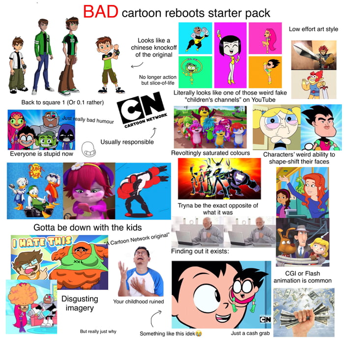 Bad cartoon reboots starter pack - 9GAG