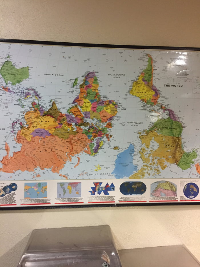My school has a map of the world but upside down - 9GAG