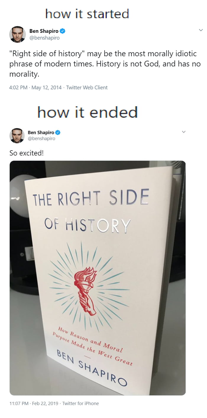Ben Shapiro's Struggle Tweet is on the Right Side of History. - 9GAG
