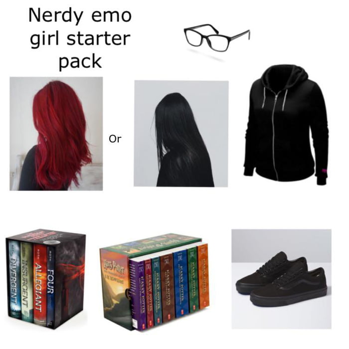 Nerdy emo girl starter pack - 9GAG