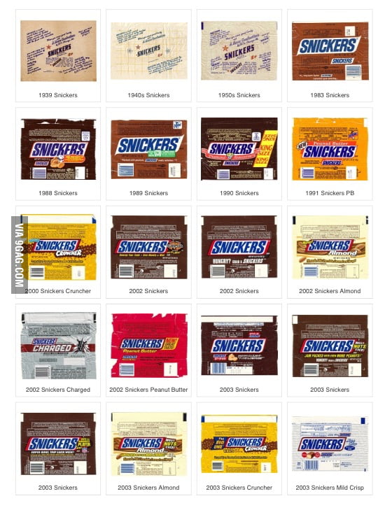 Snickers Bars Over The Years - 9GAG