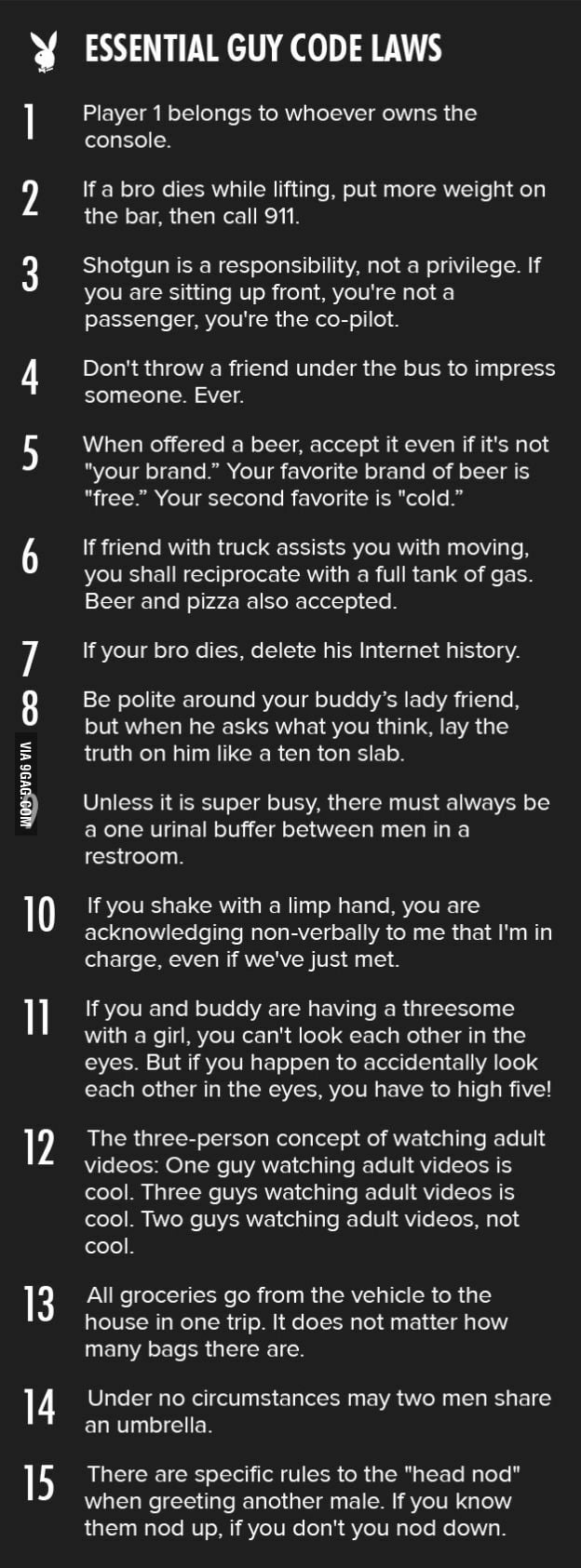 Guy code laws - 9GAG