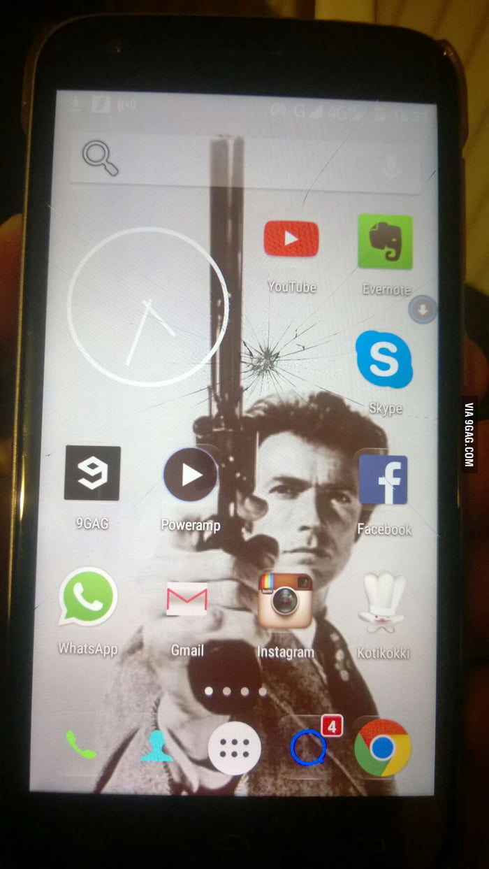 So I cracked my screen... How's this for a temporary fix? - 9GAG