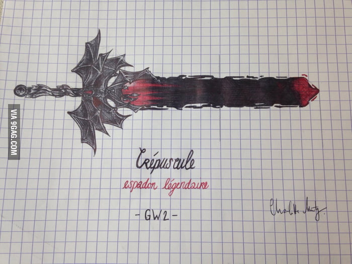 I was bored in class, so I drew the legendary greatsword Twilight (GW2 ...