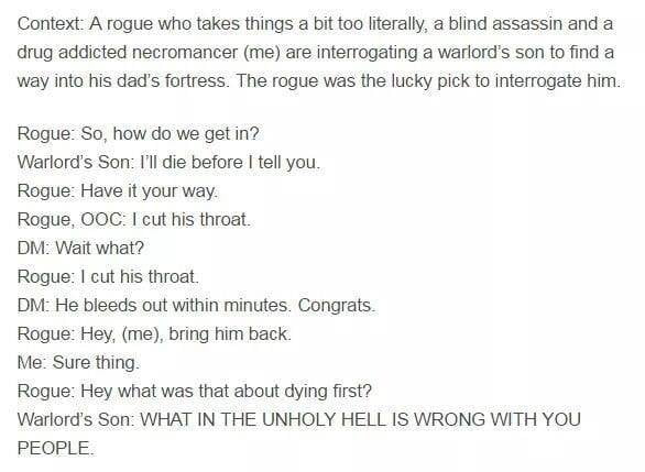 DnD story of the Day! Cool way to do a Interrogation. - 9GAG