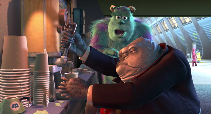 In Monsters, Inc. (2001), there are multiple sizes of coffee cup for ...