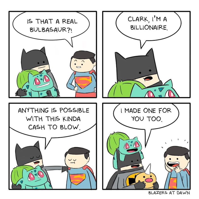 Batman: Bulbasaur, Superman: Charmander and Wonderwoman: squirtle - 9GAG