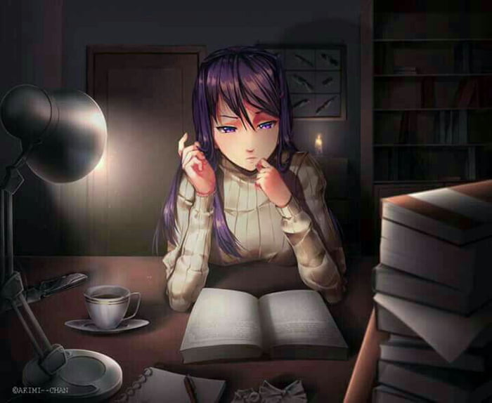 Just yuri writing a poem - 9GAG