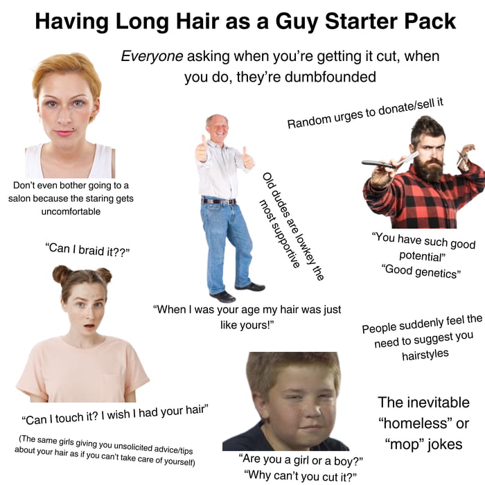 Having Long Hair as a Guy Starter Pack - 9GAG