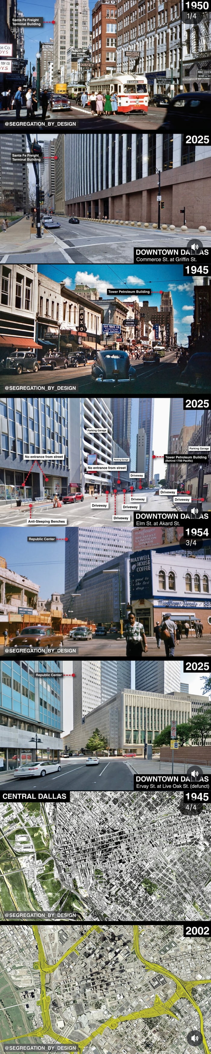 The degradation of American cities over time, all so we could have ...